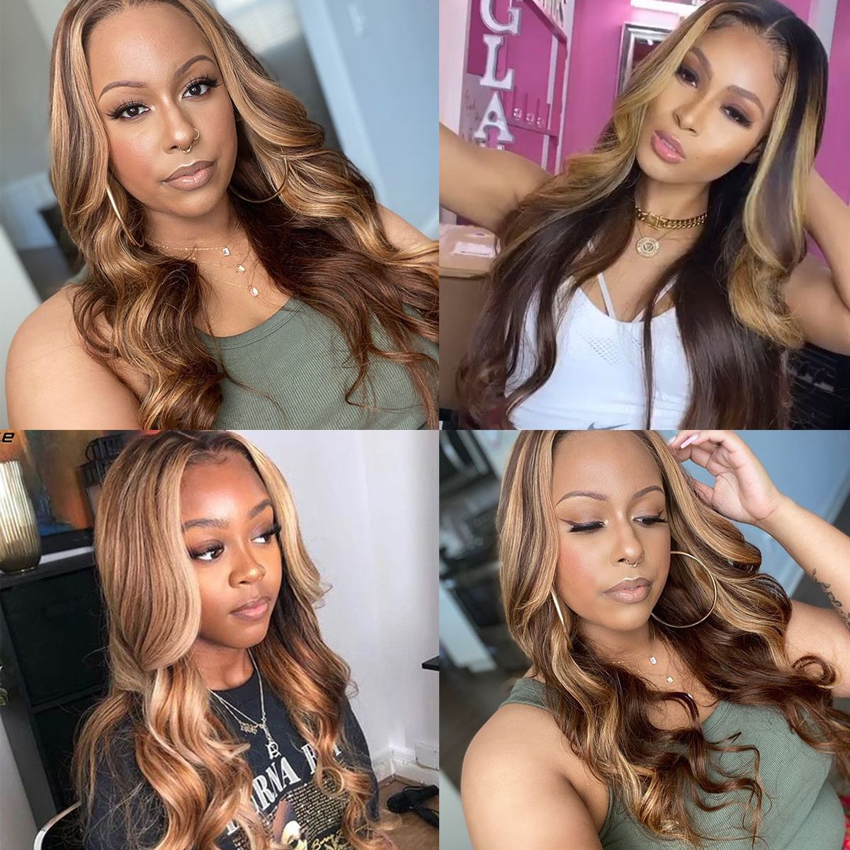Highlight Honey Blonde Body Wave 13×4 Lace Front Wigs | Tinashehair